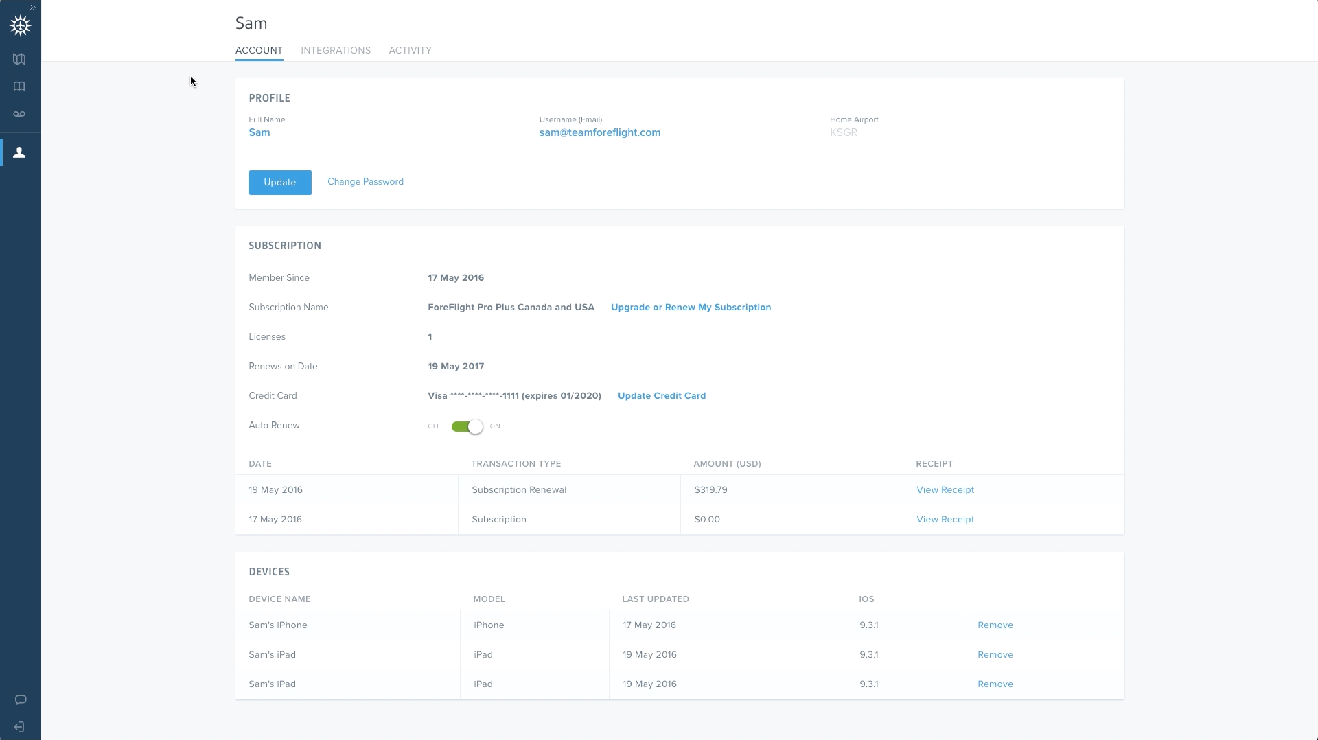 ForeFlight Web Features Integrated Account Management Tools ...